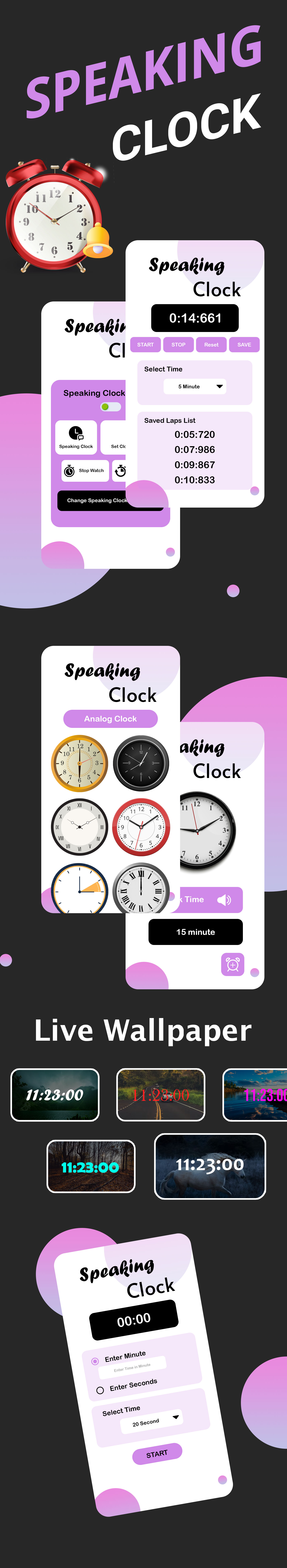 Speaking Clock - Live Wallpaper - Digital And Analog - Set Alarm ...